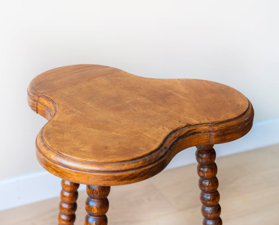 Antique Hand Carved Bobbin Table, Clover Shape Tabletop, 1920s ...