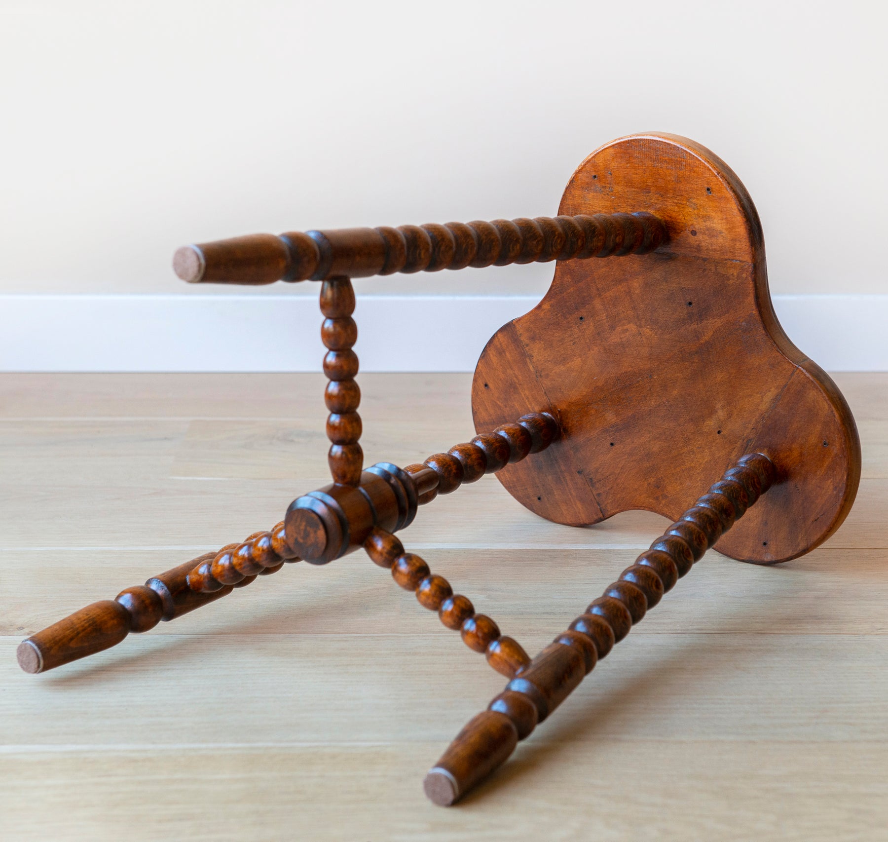 Antique Hand Carved Bobbin Table, Clover Shape Tabletop, 1920s ...